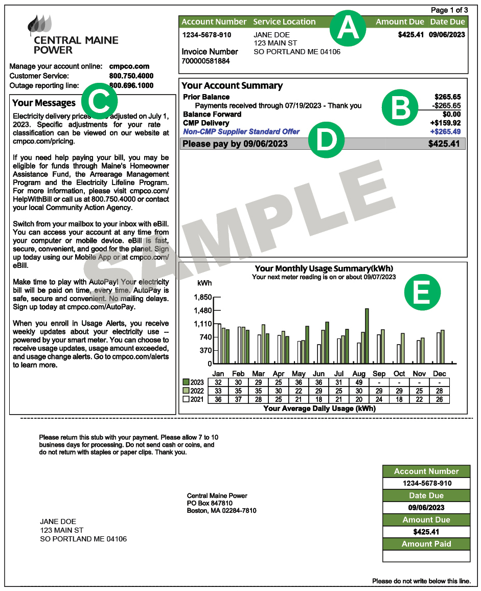Sample Bill - CMP